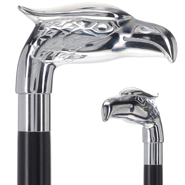 Majestic Chrome Plated Eagle Handle Walking Cane with Custom Shaft & Collar