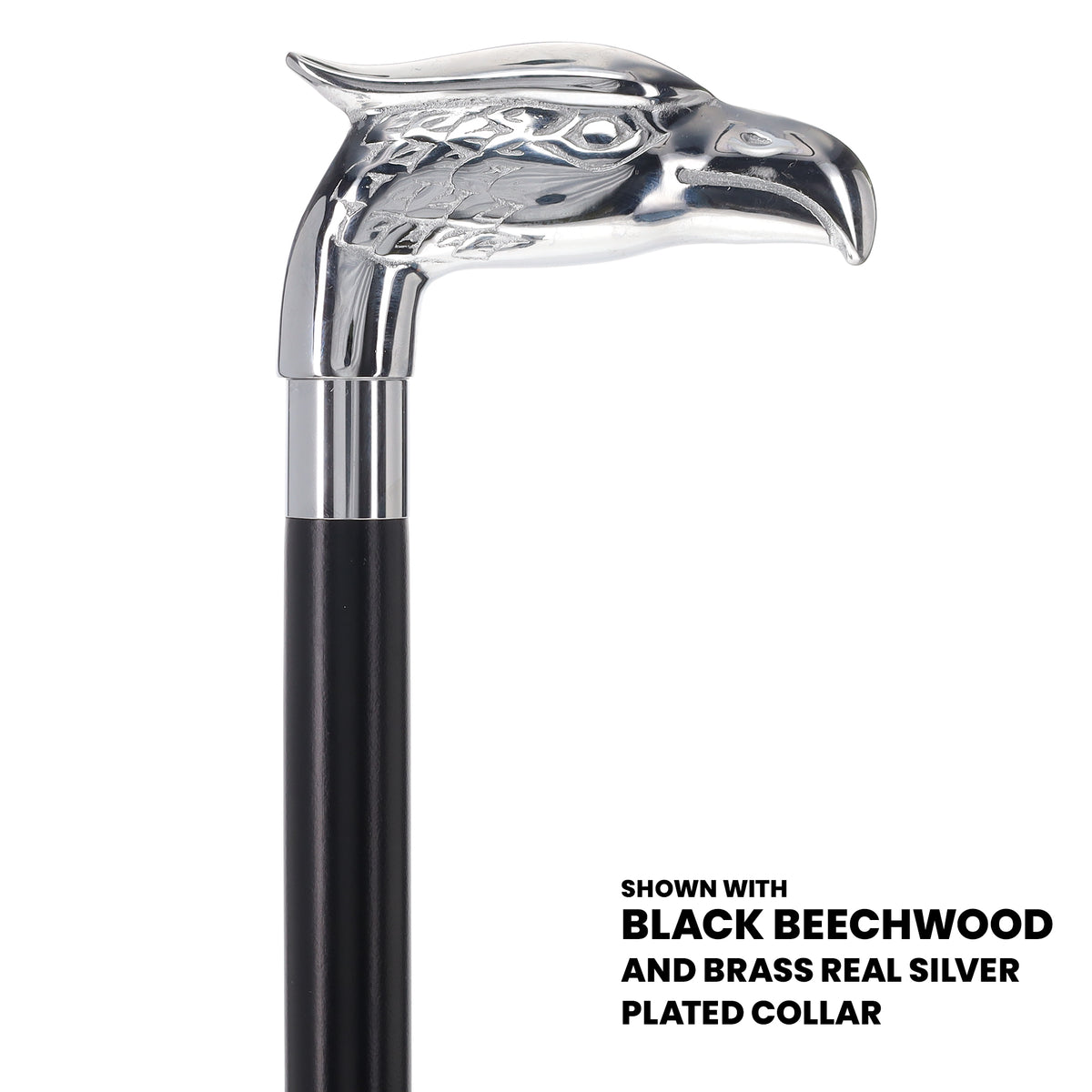 Eagle Premium Chrome Brass Handle Cane: Custom Shaft & Collar