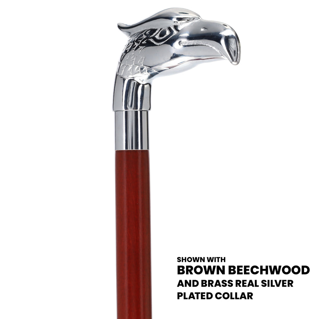 Majestic Chrome Plated Eagle Handle Walking Cane with Custom Shaft & Collar