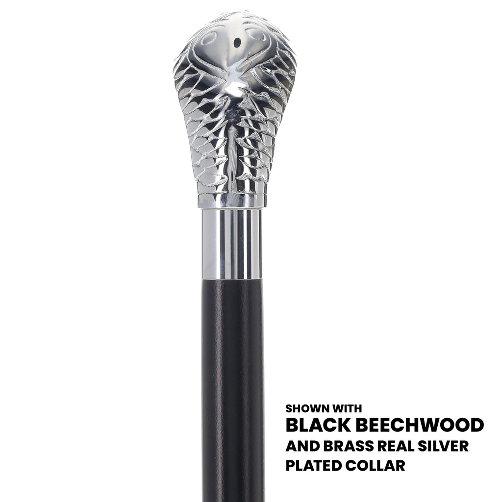 Exotic Chrome Plated Snake Handle Walking Cane with Custom Shaft & Collar