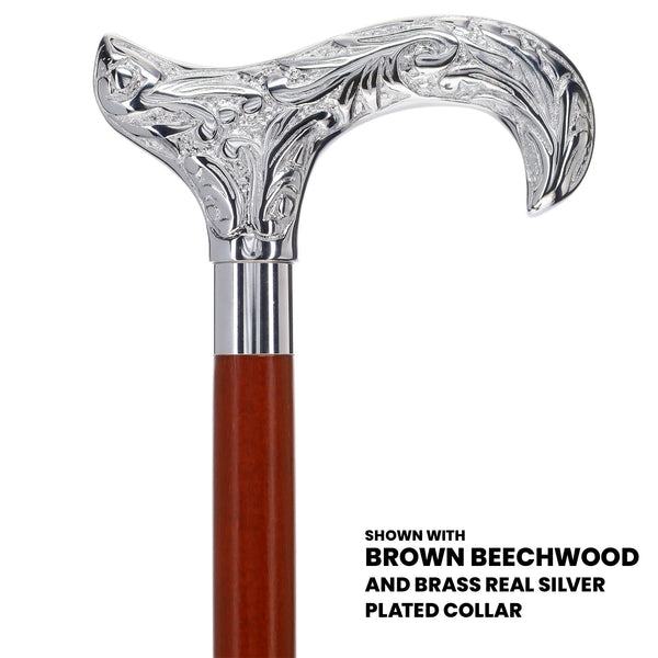 Scratch and Dent Chrome Plated Derby Handle Walking Cane w/ Black
