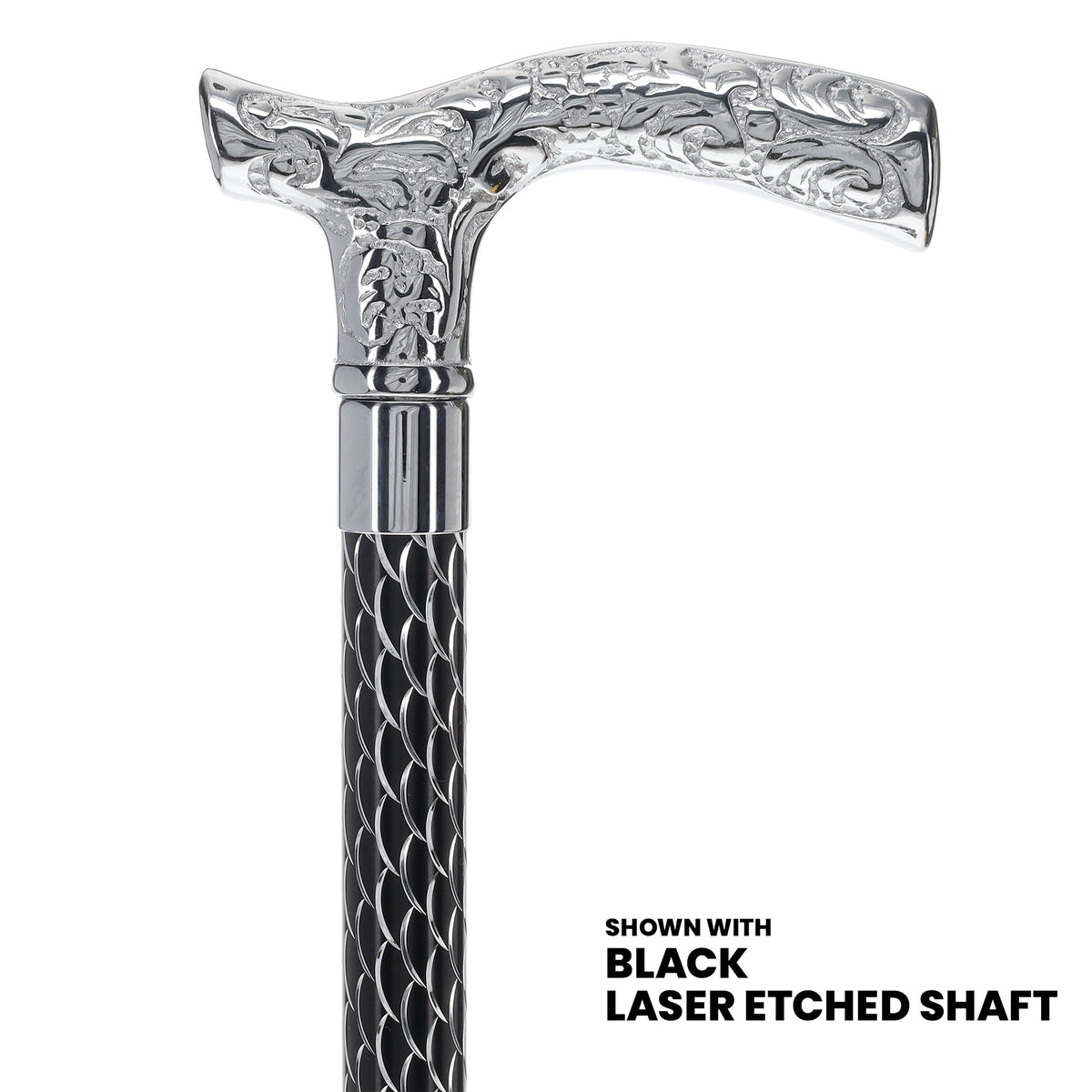 Scratch and Dent Chrome Fritz Handle Walking Cane w/ Black Adjustable