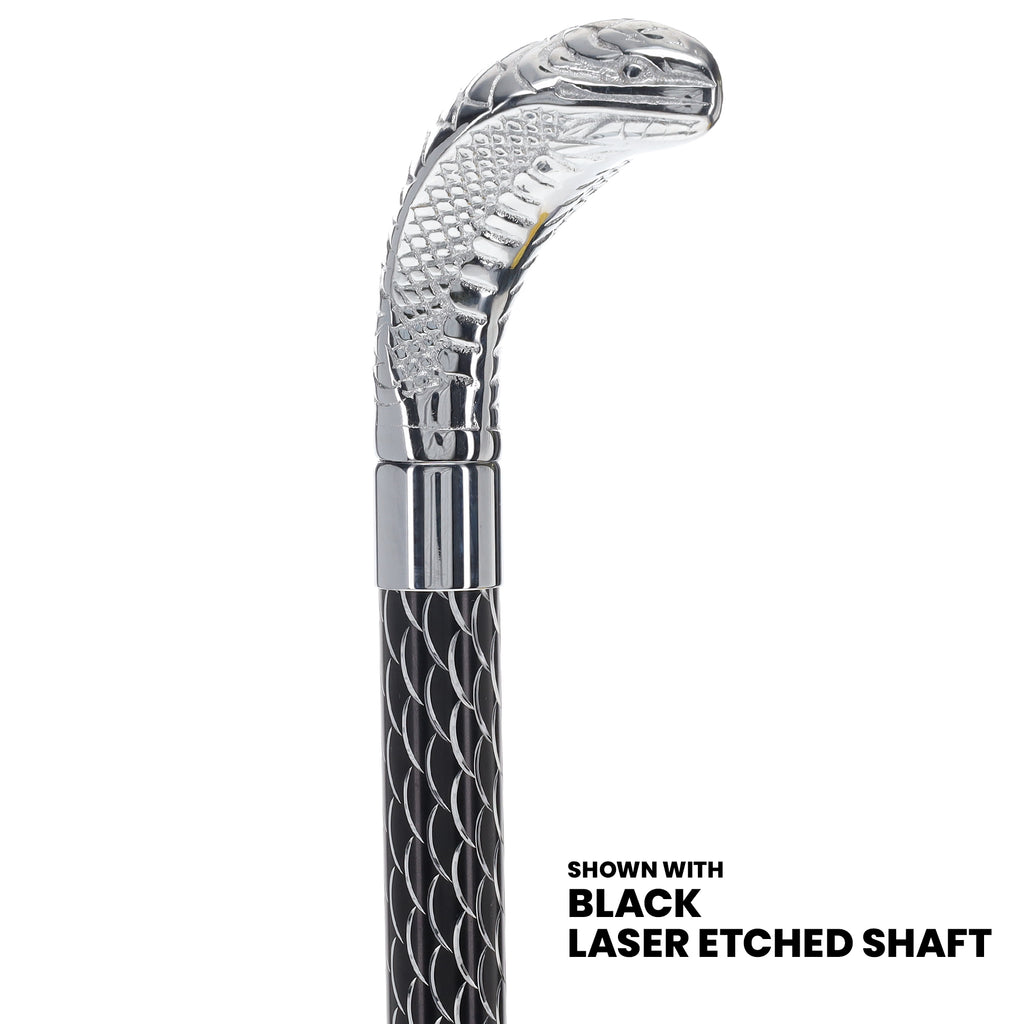 Snake Premium Chrome Brass Cane: Laser-Etched Custom Shaft
