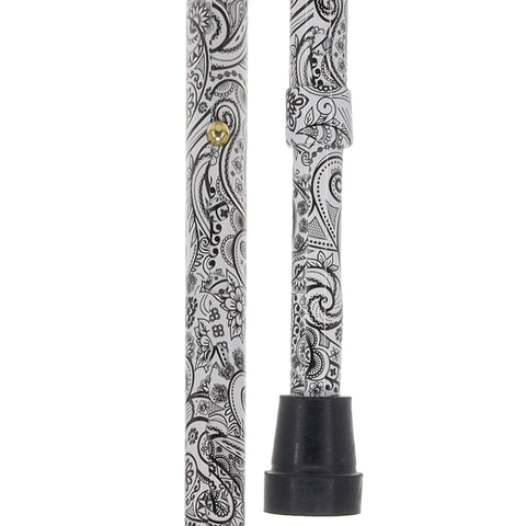 Classic Black and White Adjustable Offset Walking Cane with Comfort ...