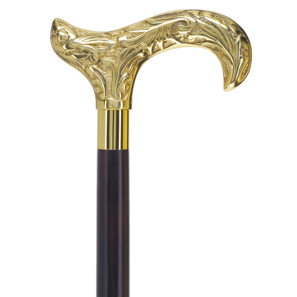 Premium Brass Derby Handle Walking Cane: Custom Shaft & Collar