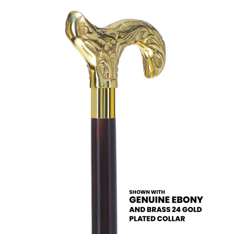 Premium Brass Derby Handle Walking Cane: Custom Shaft & Collar
