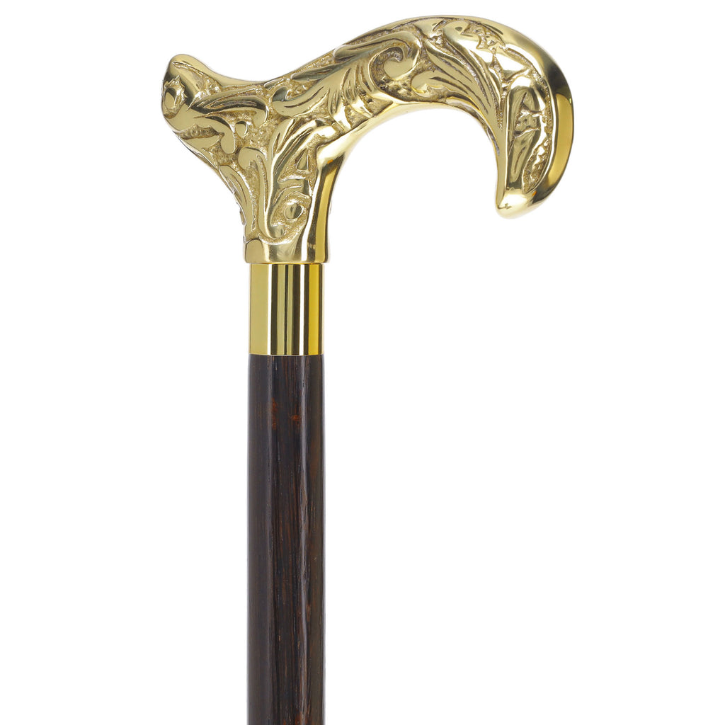 Premium Brass Derby Handle Walking Cane: Custom Shaft & Collar