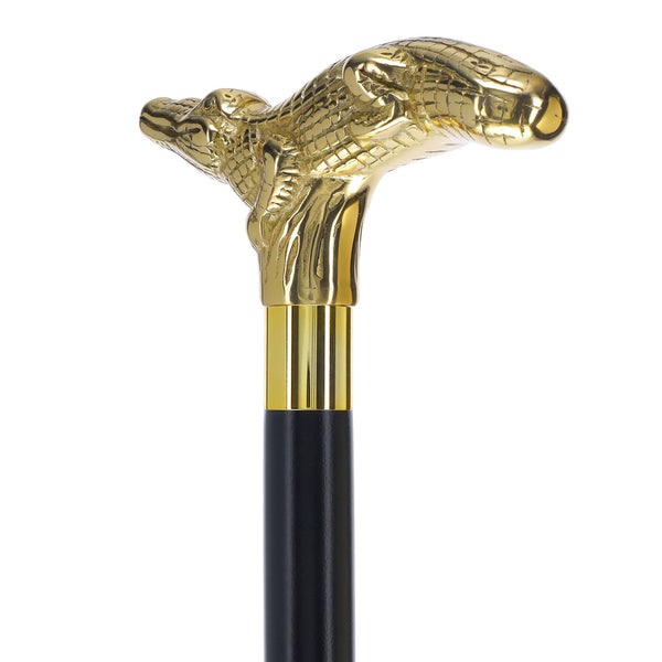 Scratch and Dent Premium Brass Alligator Handle Walking Cane: Custom