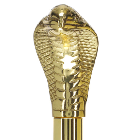 Premium Brass Snake Handle Walking Cane: Custom Shaft & Collar
