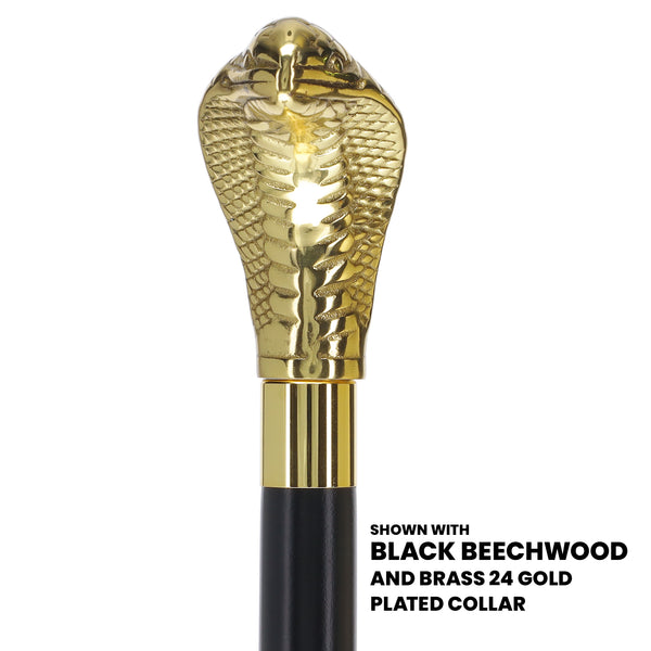 Premium Brass Snake Handle Walking Cane: Custom Shaft & Collar