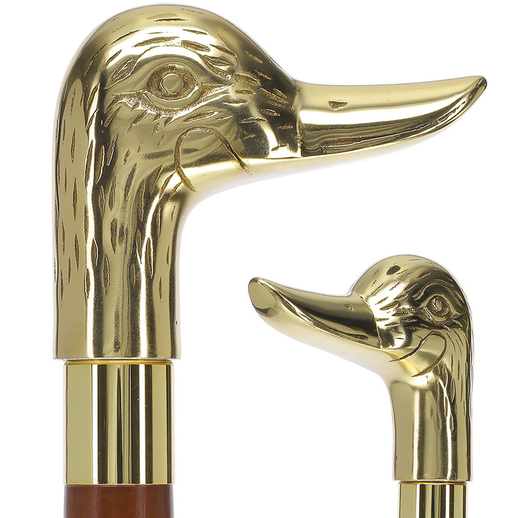 Premium Brass Duck Handle Walking Cane: Custom Shaft & Collar