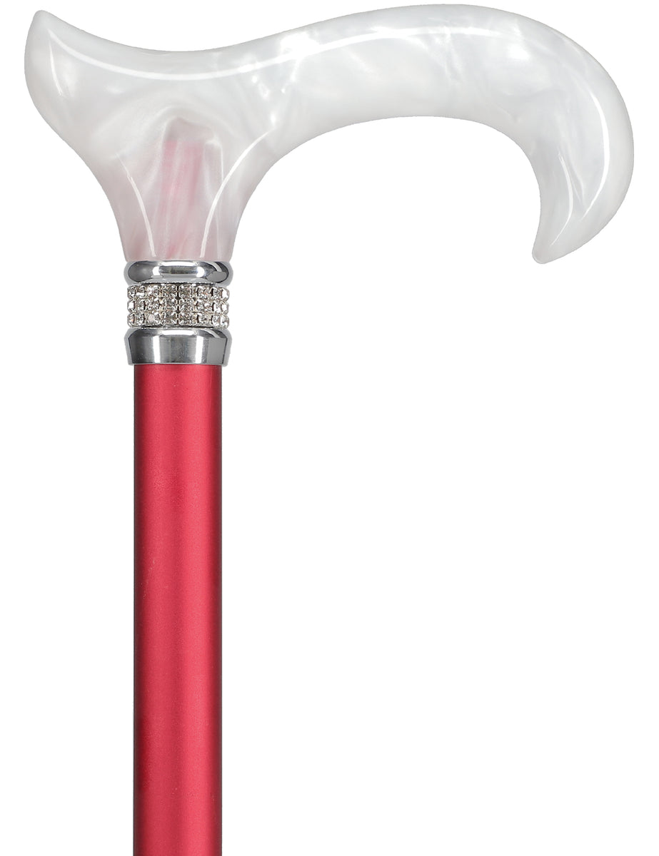 Rhinestone Designer Cane: Crimson Daytime Red Pearlz