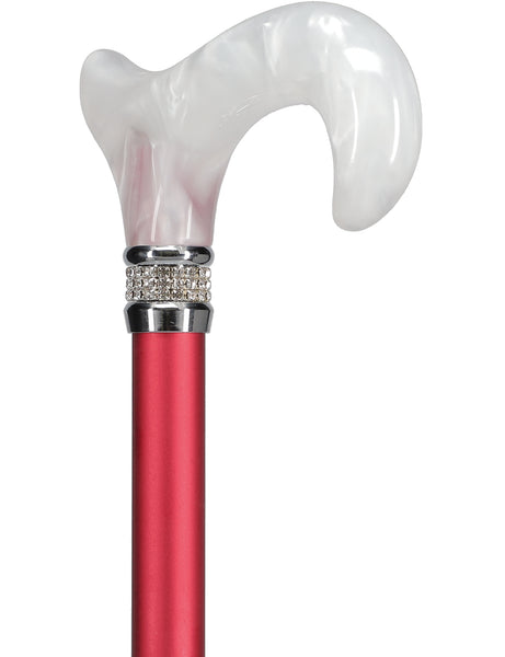 Crimson Red Pearlz Rhinestone Adjustable Orthopedic Derby Cane