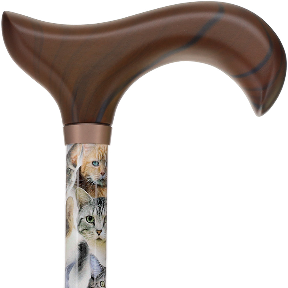 Cat Lovers-Designer Cane, Adjustable w/ wood Derby Handle