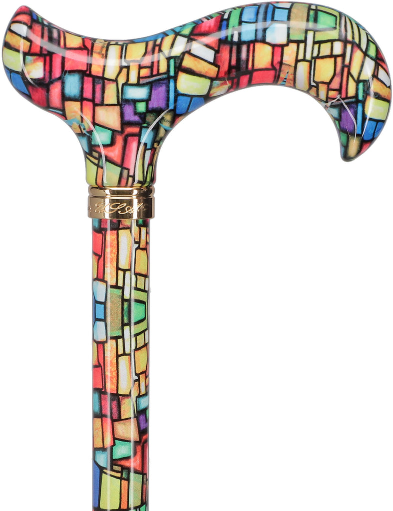 Mosaic Stained Window Adjustable Designer Derby Walking Cane