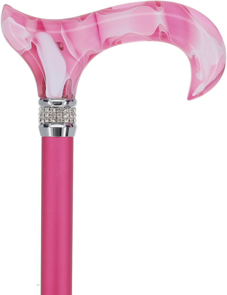Rhinestone Designer Cane: Chic Pink Pearlz Splendor