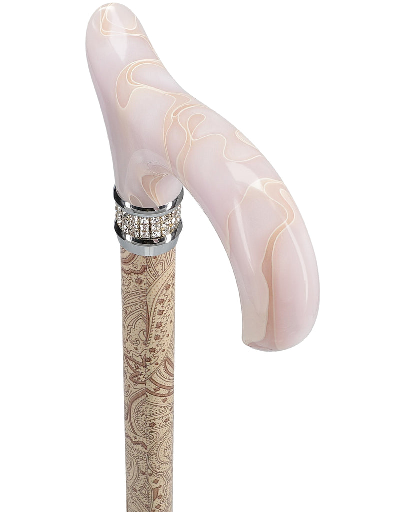Rhinestone Designer Cane: Rich Creme Exquisite Pearlz Elegance