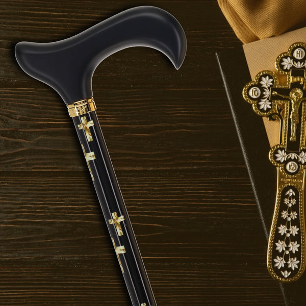 Golden Cross: Elegance & Comfort - Wooden Handle