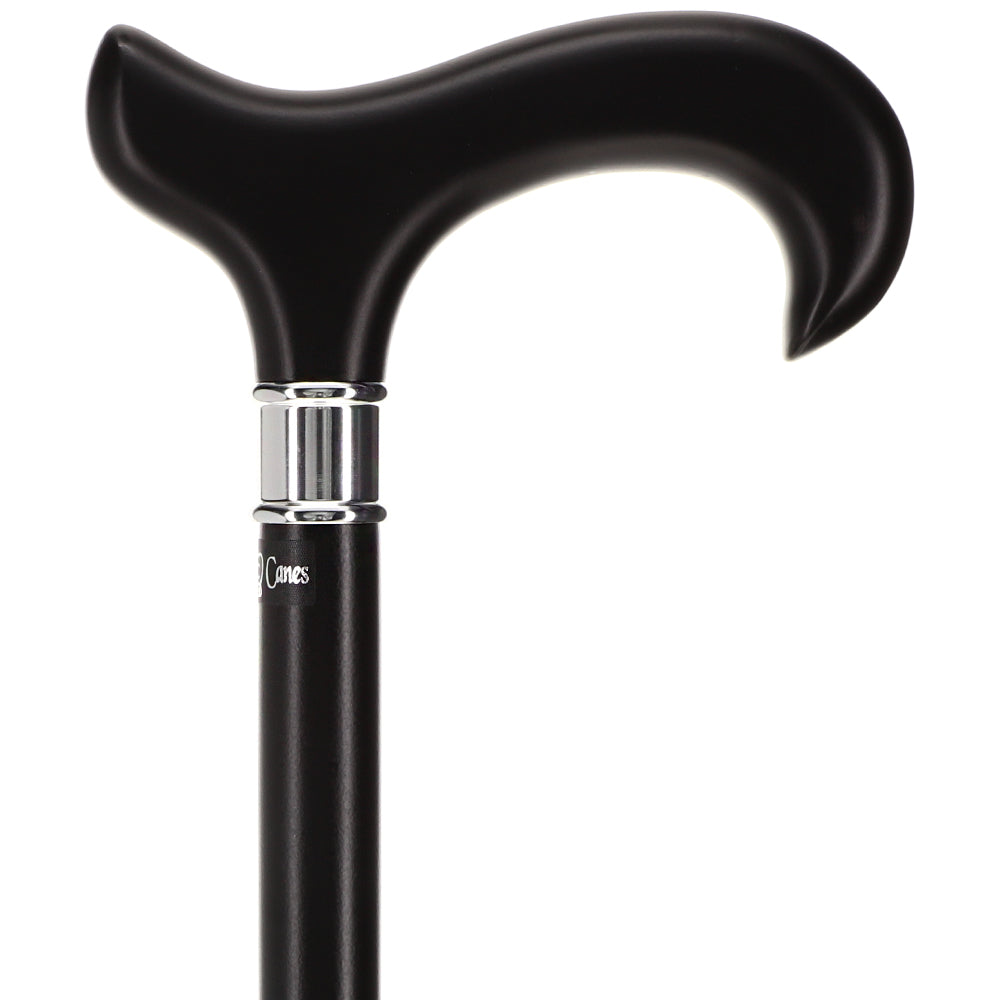 Luxury Sleek Black Derby Cane - Stainless Steel Collar