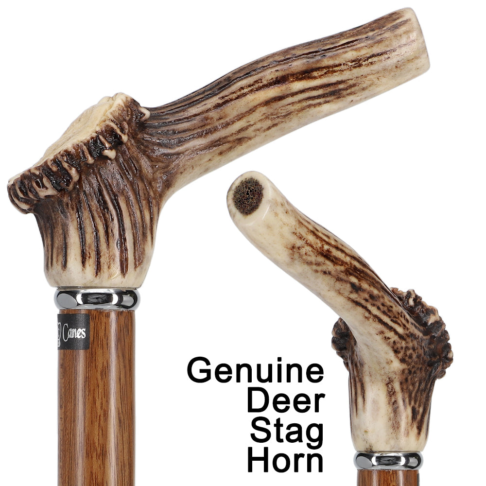 Exclusive Genuine Deer Stag Horn Cane with Ovangkol Wood Shaft
