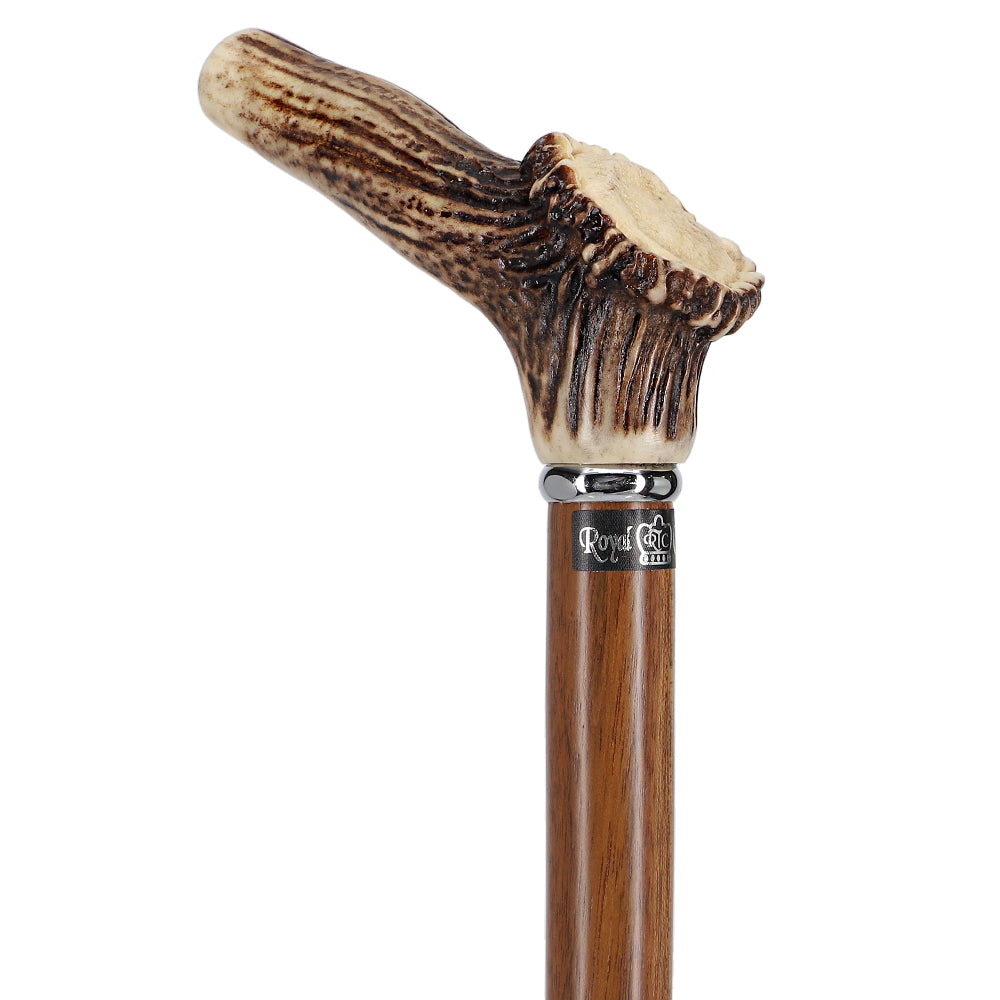 Genuine Deer Stag Horn Walking Cane With Ovangkol Wood Shaft and