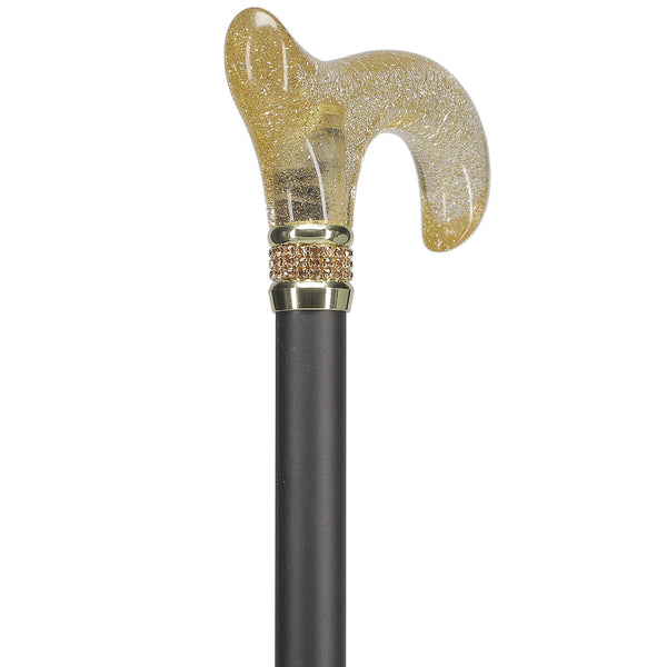 Gold Sparkle Glitter Finish Orthopedic Derby Cane