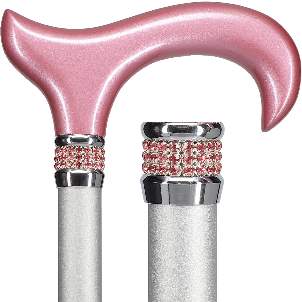 Rhinestone Designer Cane: Chic Pink Pearlz Sparkles & Handle