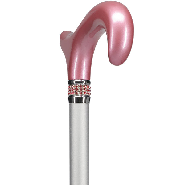 Chic Pink Pearlz Rhinestone Adjustable Orthopedic Derby Cane
