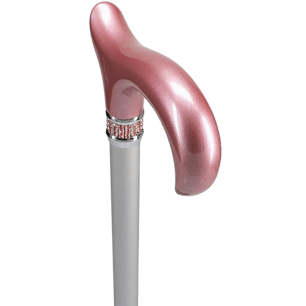 Chic Pink Pearlz Rhinestone Adjustable Orthopedic Derby Cane