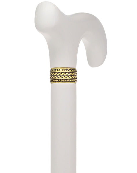 Super Strong Derby Handle Cane - Ash Wood, Pewter Wheat Collar,