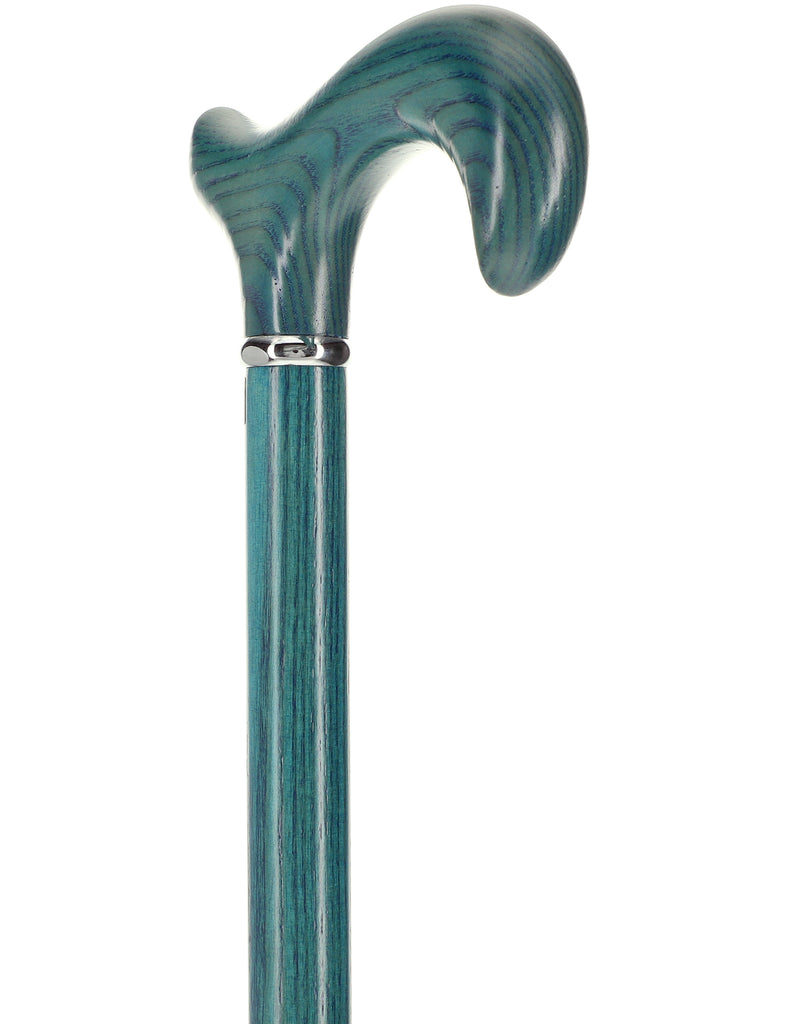 Blue Denim Derby Walking Cane With Ash Wood Shaft and Silver