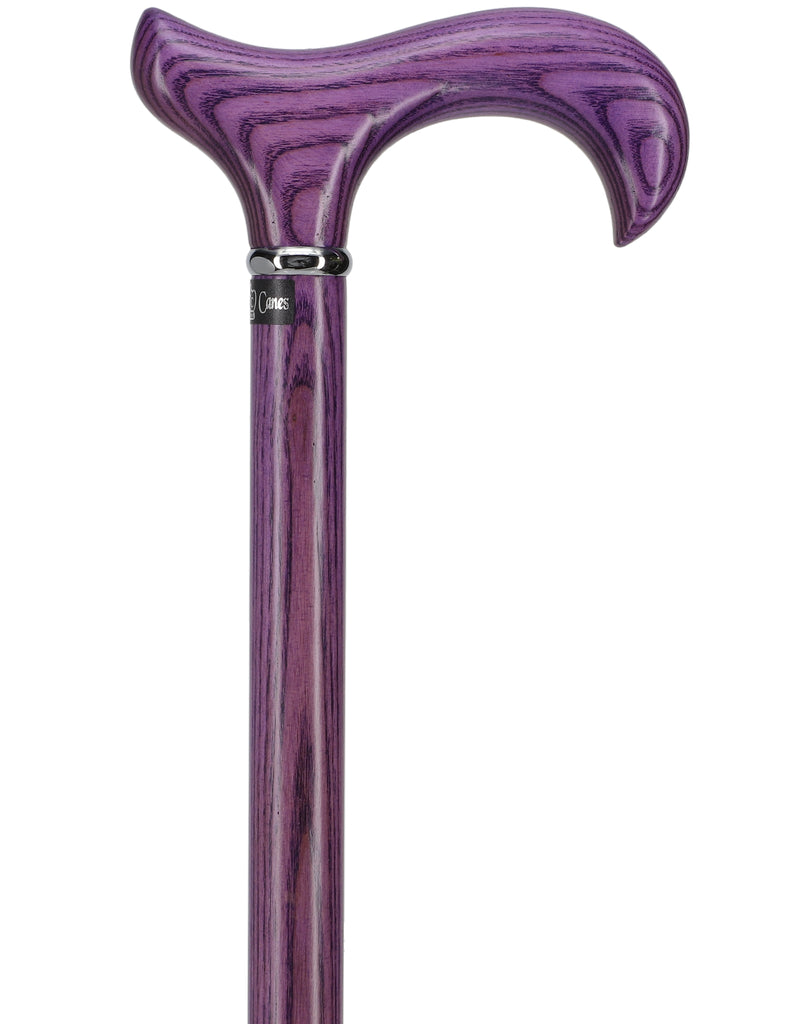 Vivid Purple Derby Walking Cane With Ash Wood Shaft and Silver