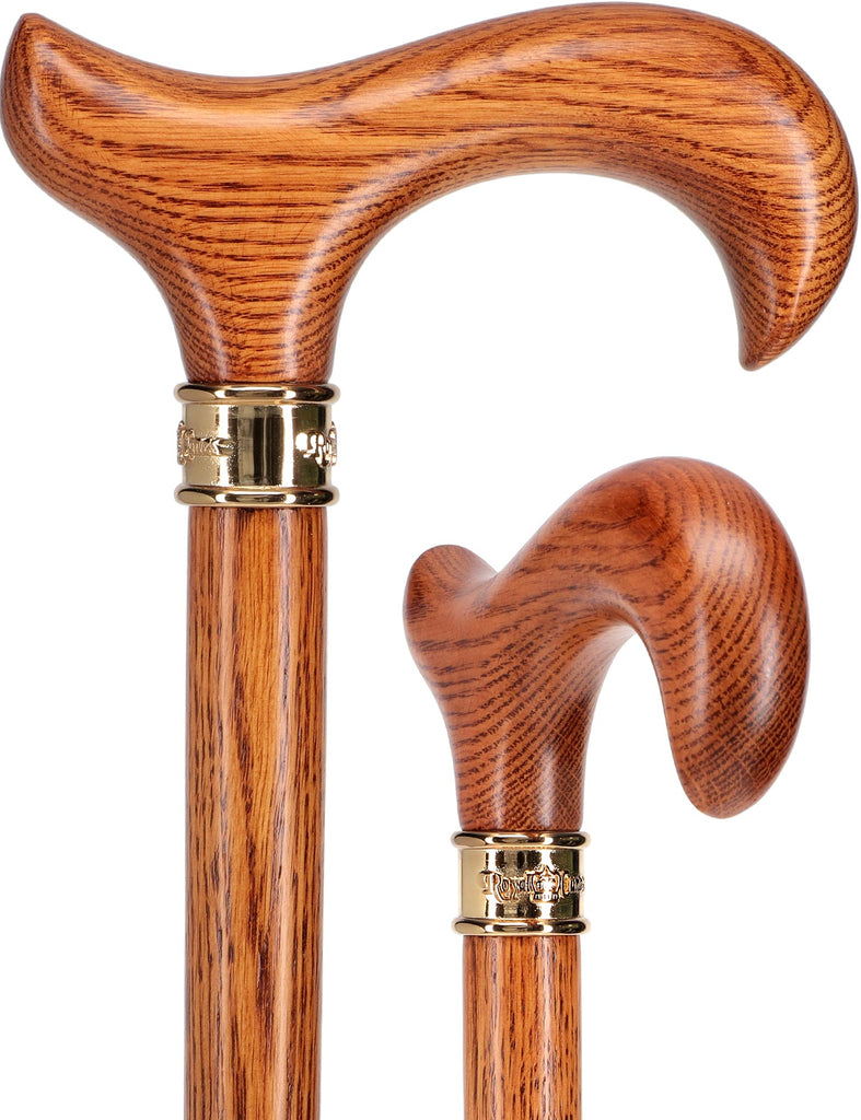 Genuine Oak Wood Derby Walking Cane With Oak Shaft And Brass