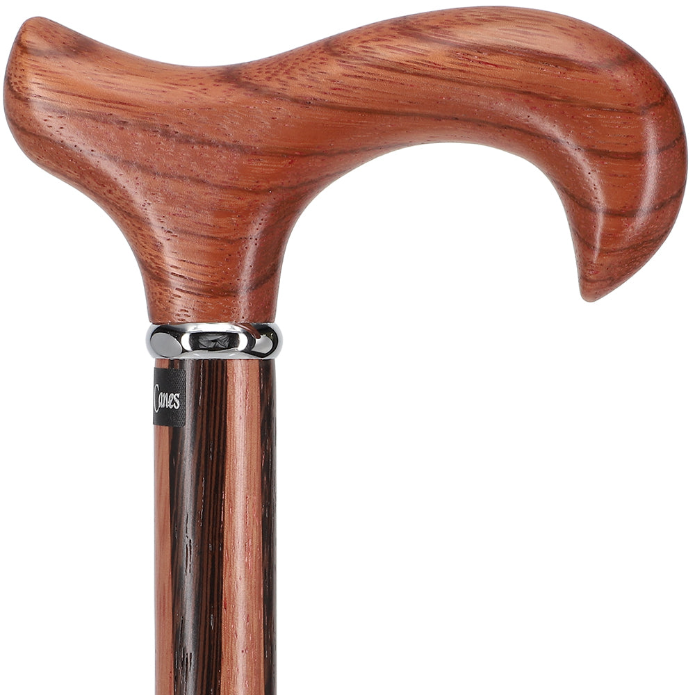 Unique Rosewood Derby: Inlaid Wenge Stripe Walking Cane