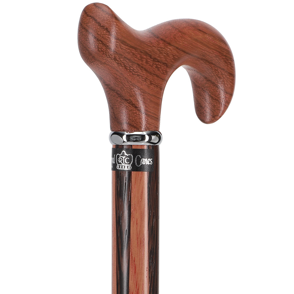 Rosewood & Wenge Stripe Derby Cane with Silver Collar