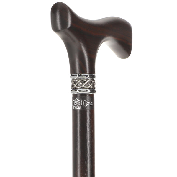 Genuine Luxury Ebony Slim Line Fritz Cane with Pewter Collar