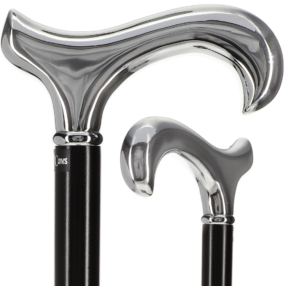 Scratch and Dent Formal Chrome Derby Cane, Black Beechwood & Silver