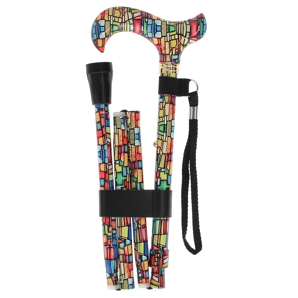 Mosaic Stained: Designer Pattern Folding Adjustable Cane