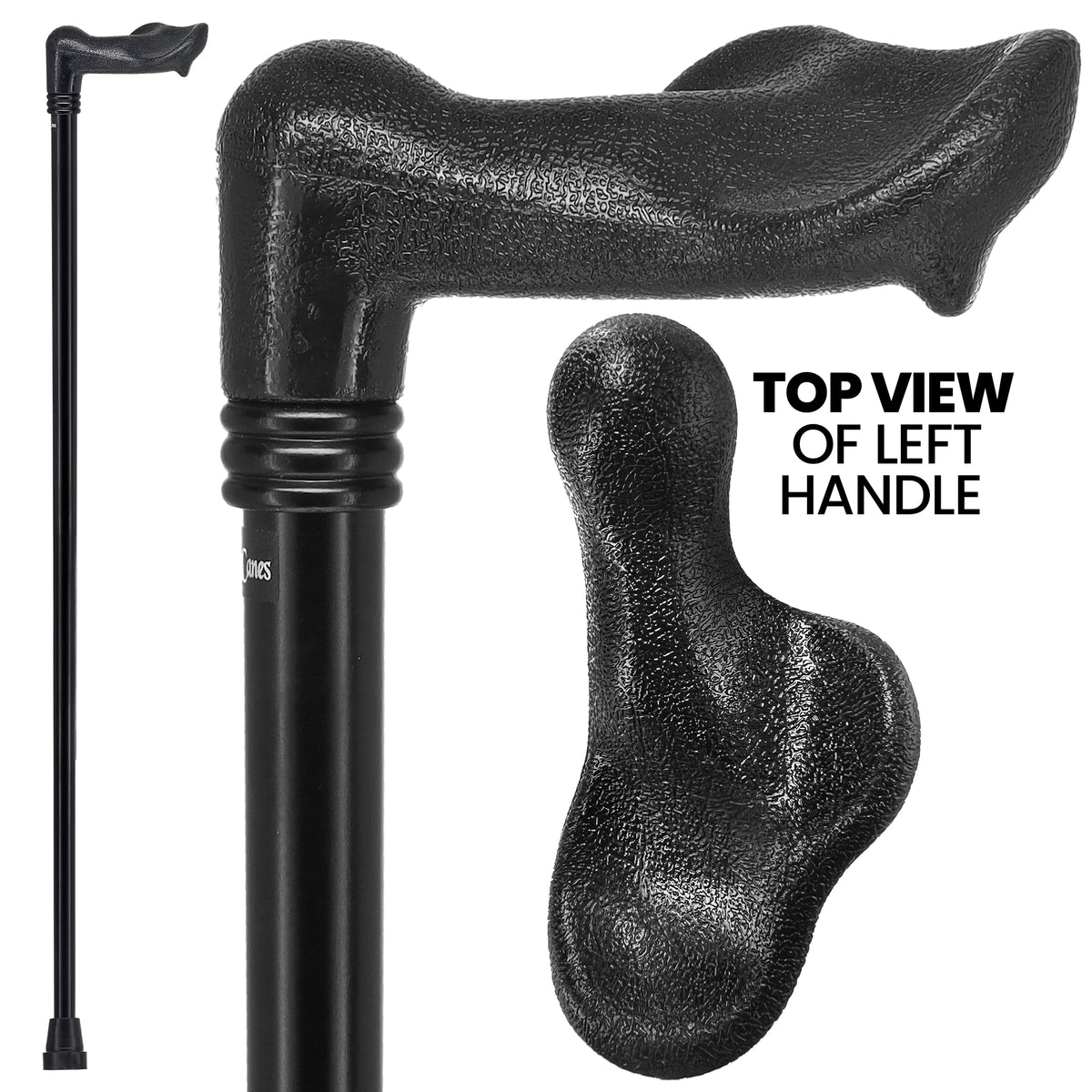 Comfy Black Palm-Grip Cane: Beechwood Shaft & Collar