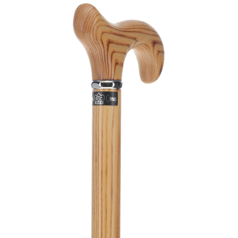Scorched Ash Derby Walking Cane w/ Silver Collar