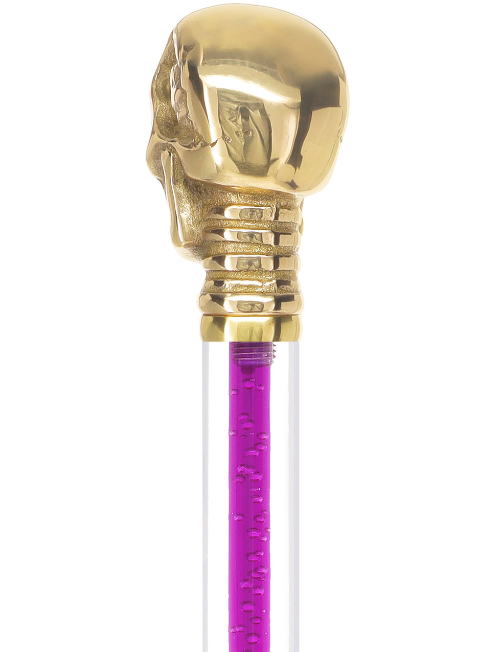 Color Crystal Elegance Brass Skull Cane with Invisible Acrylic Shaft