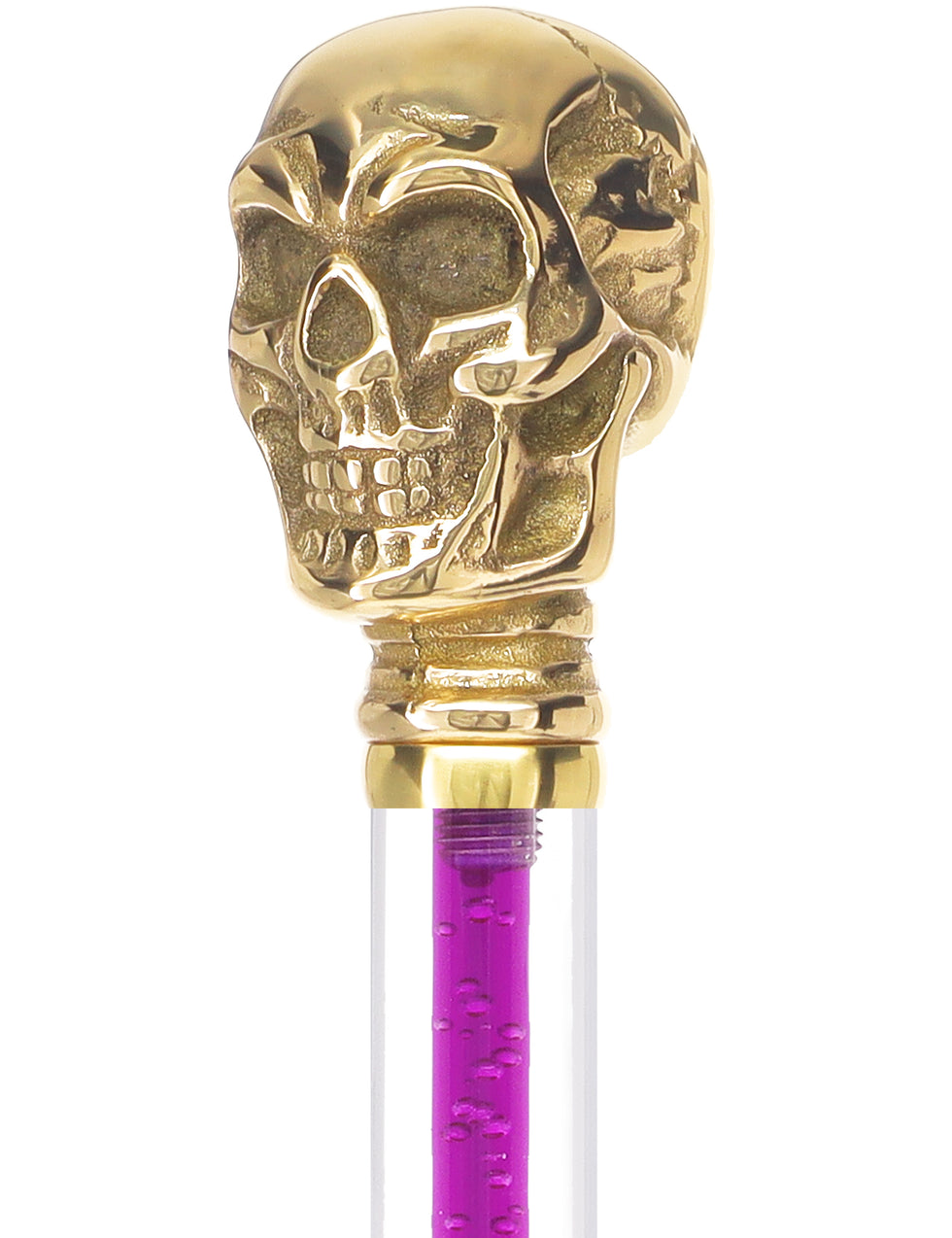 Color Crystal Elegance Brass Skull Cane with Invisible Acrylic Shaft