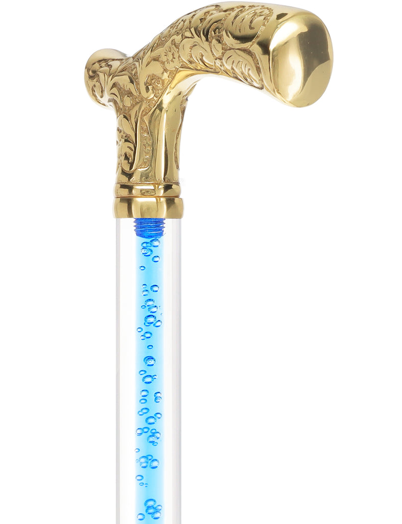 Color Crystal Elegance Brass Fritz Cane with Invisible Acrylic Shaft O