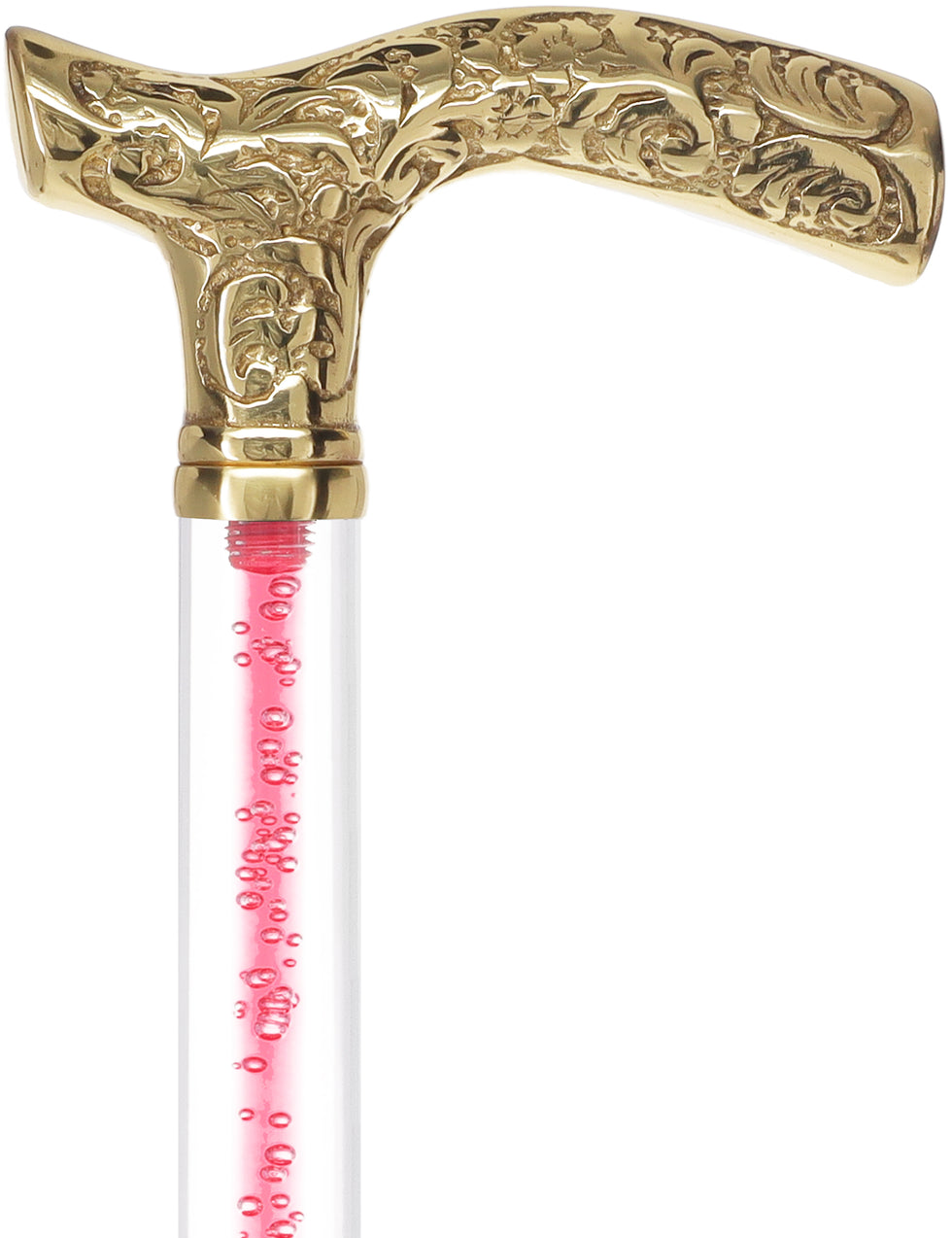 Color Crystal Elegance Brass Fritz Cane with Invisible Acrylic Shaft