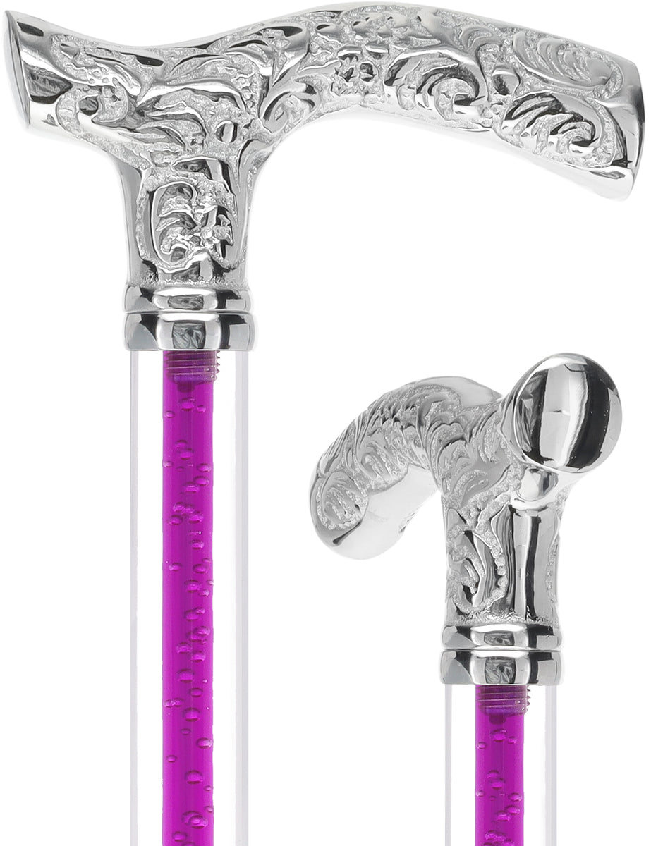 Color Crystal Elegance Chrome Fritz Cane with Invisible Acrylic Shaft