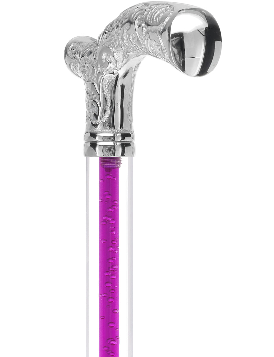 Color Crystal Elegance Chrome Fritz Cane with Invisible Acrylic Shaft