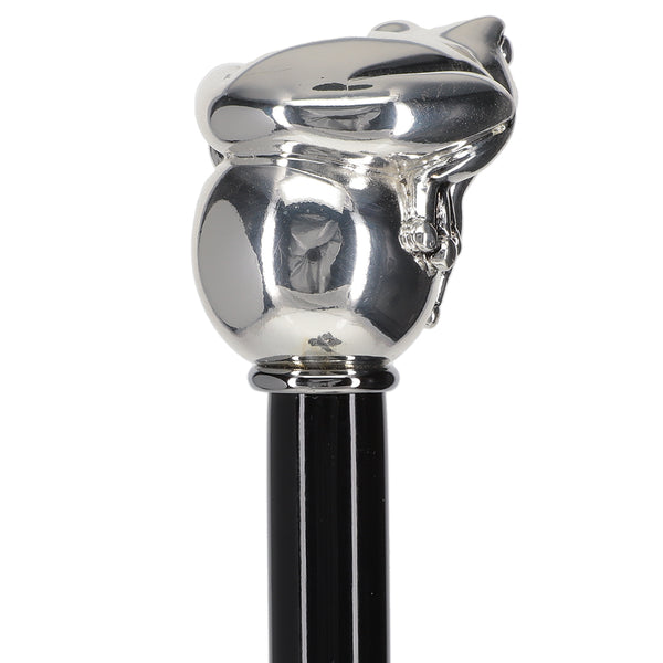 Italian Luxury Silver 925 Frog Walking Stick: Elegant Design