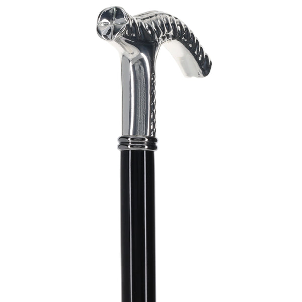 Italian Luxury: Embossed Leaves Cane, Crafted in 925r Silver