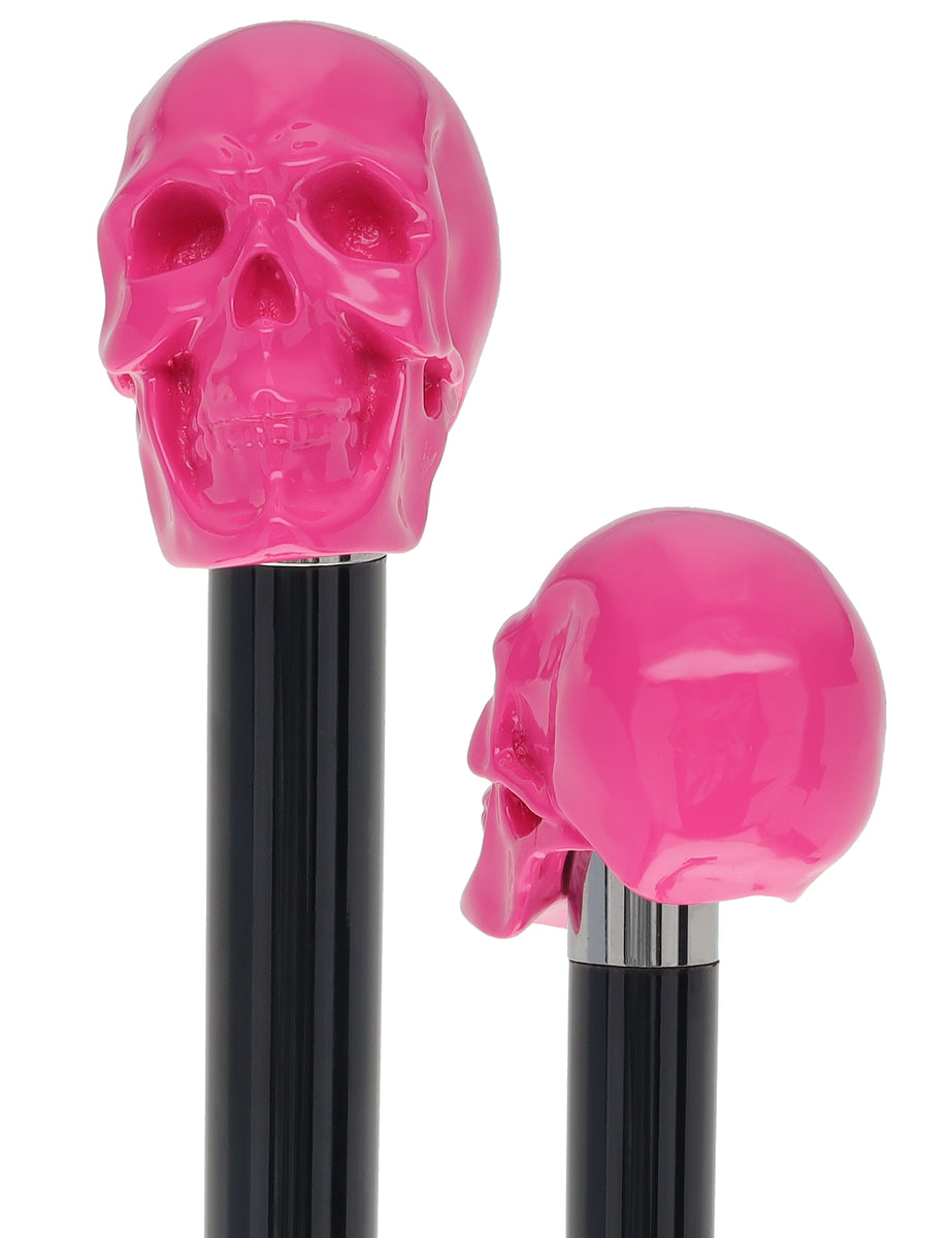 Pink Skull Walking Stick with Beech Wood Shaft