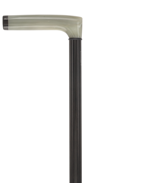 L Shape Blonde Horn Derby Walking Cane With Ebony Wood Shaft And
